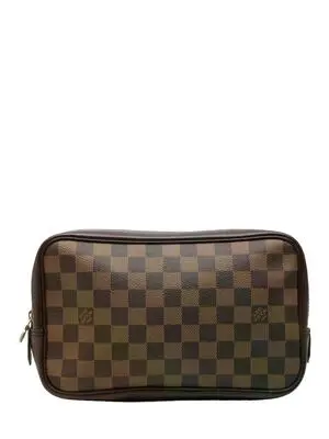 LOUIS VUITTON Damier Ebene Trousse Toilette 25 Clutch Bag - Brown