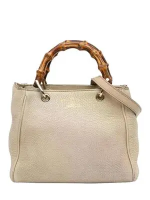 Gucci Mini Calfskin Bamboo Shopper Satchel - Brown