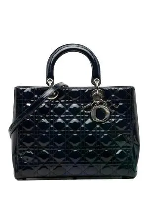 Dior Patent Cannage Lady Satchel - Blue