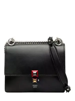 Fendi Small Leather Kan I Crossbody Bag - Black