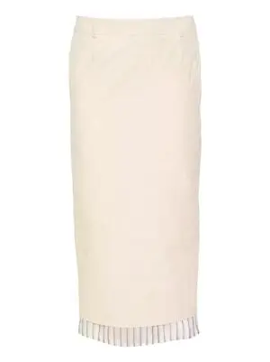 Attico Striped-hem Midi Skirt - Neutrals