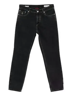 Brunello Cucinelli Logo-Detail Jeans Grey