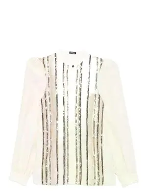 Kiton Sequin Striped Top - Neutrals