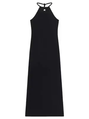 COURREGES Logo-embroidered Halterneck Dress - Black