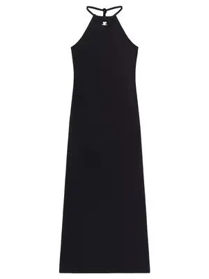 COURREGES Logo-embroidered Halterneck Dress - Black
