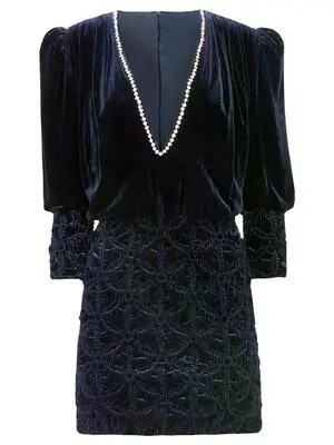 Costarellos Astara Crystal-embellished Velvet Mini Dress - Blue