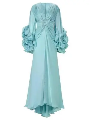 Costarellos Dulcie Ruffle-sleeve Maxi Dress - Blue