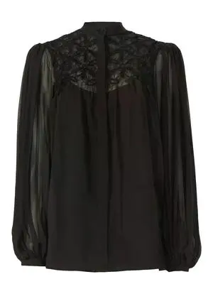 COSTARELLOS Lorcan Smocked Long-Sleeve Blouse