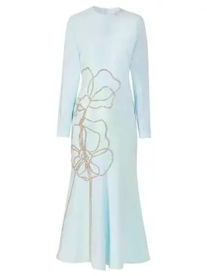 Costarellos Avenna Embroidered Midi Dress - Blue