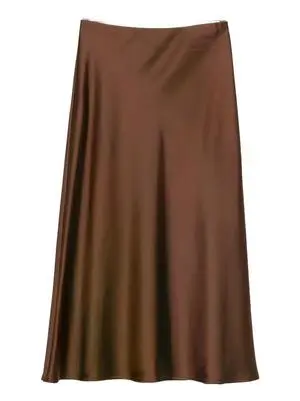 Imperial A-Line Midi Skirt Brown