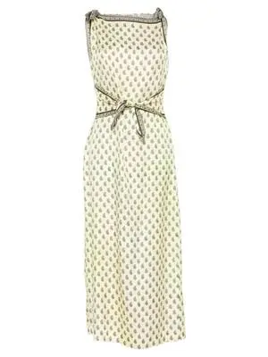 DÔEN Paisley-pattern Midi Dress - Neutrals