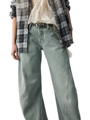 Free People Fable Low-rise Twisted Seam Jeans - Aloe