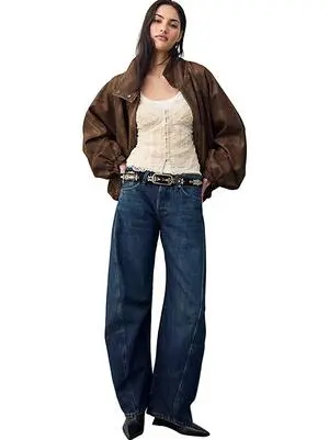 Free People We The Free Fable Low-rise Twisted Seam Jeans - Authentic Indigo