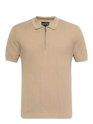 Emporio Armani Zip Polo Shirt - Neutrals
