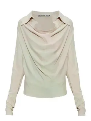 Alexander Wang Draped Long-sleeve Top - Neutrals