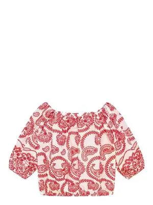 Malìparmi Paisley Broderie Off-shoulder Top - Red