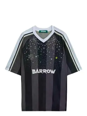 BARROW Striped Embellished V-neck T-shirt - Black