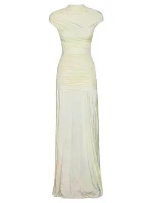 SELF-PORTRAIT Jersey Draped Maxi Dress - Yellow