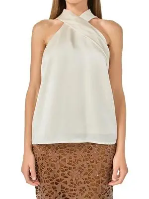 Endless Rose Satin Halter Top - Ivory