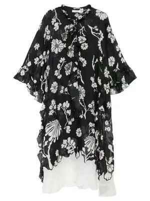 Dorothee Schumacher Floral Daydream Ruffled Midi Dress - Blue