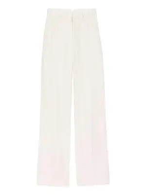 AMI Paris Blended Linen Straight Leg Trousers - Neutrals