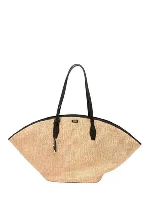 BOSS Raffia Tote Bag With Leather Trims - Neutrals
