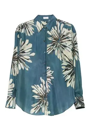Brunello Cucinelli Floral-print Buttoned Shirt - Blue