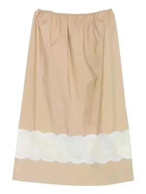 Carven Lace-trim Midi Skirt - Neutrals