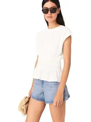 Maje Fitted Pleated T-shirt - White
