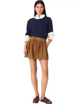 Maje Short Flared Suede Skirt - Camel