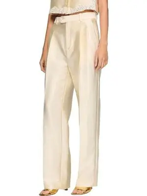 Sandro Satin-effect Straight-leg Trousers - Cream