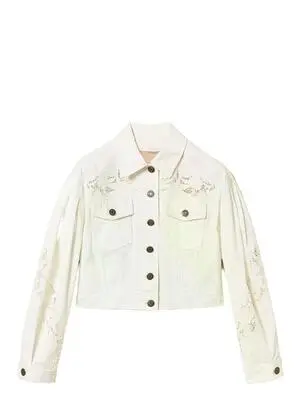 TWINSET Lace-detail Denim Jacket - White