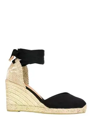 CastaÑer Lace-up Wedge Espadrilles - Black