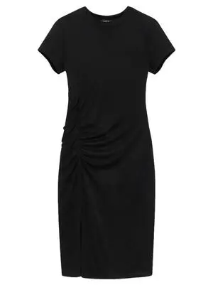 ANINE BING Vida Gathered Slit Midi Dress - Black