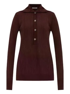 ENTIRE STUDIOS Ribbed Buttoned Polo - Brown