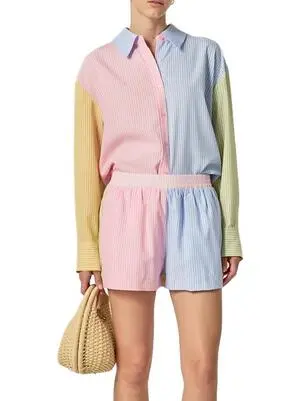 English Factory Colorblock Striped Oversized Button-up Shirt - Multi