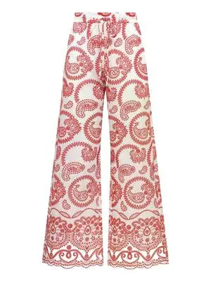 Malìparmi Embroidered Paisley Trousers - White