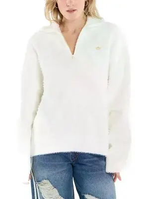 Adidas Knit Half Zip Polo Top - White