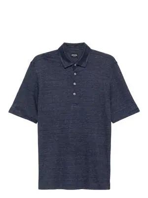 Zegna Button-up Polo Shirt - Blue