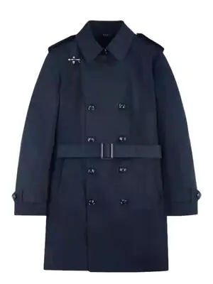 FAY Belted Double-breasted Coat - Black