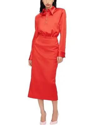 WILLY CHAVARRIA Woven Polo Dress - Red Hot