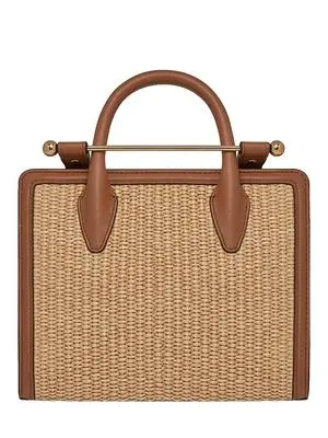 Strathberry Mini Woven Raffia Tote Bag Chestnut