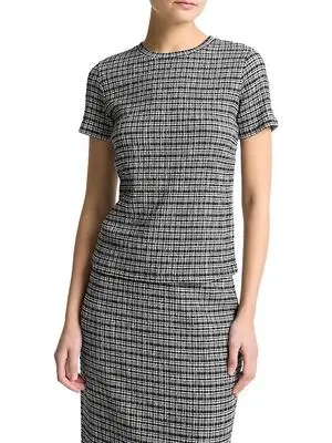 Vince Checked Crewneck Top - Eclipse Combo