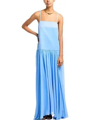 French Connection Marina Silky Maxi Dress Blue Hydrangea