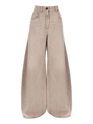 Brunello Cucinelli Denim Barrel Jeans - Beige