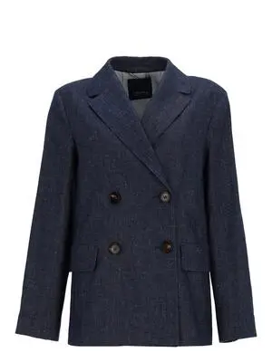 Max Mara Double-breasted Cotton Blazer - Blue