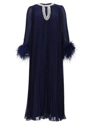Self-Portrait Sleeveless Boucl Chiffon Midi Dress In Blue - 69% Off |  Editorialist