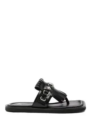 TOGA VIRILIS Tassel-embellished Leather Sandals - Black