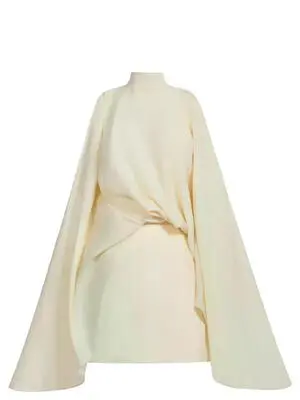 TALLER MARMO Bacall High-neck Draped Mini Dress - Neutrals