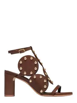 Bernardo New Moon Studded Heeled Sandals - Brown